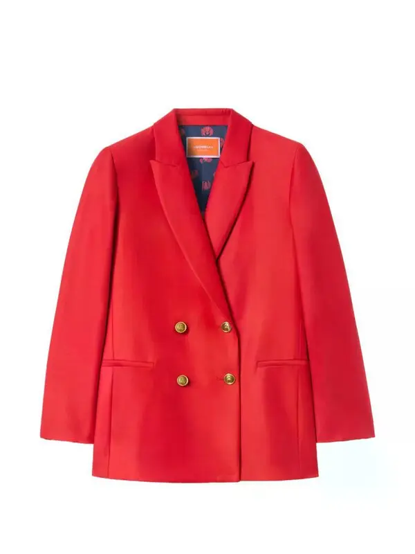 La DoubleJ Double-breasted Virgin Wool Satin Blazer