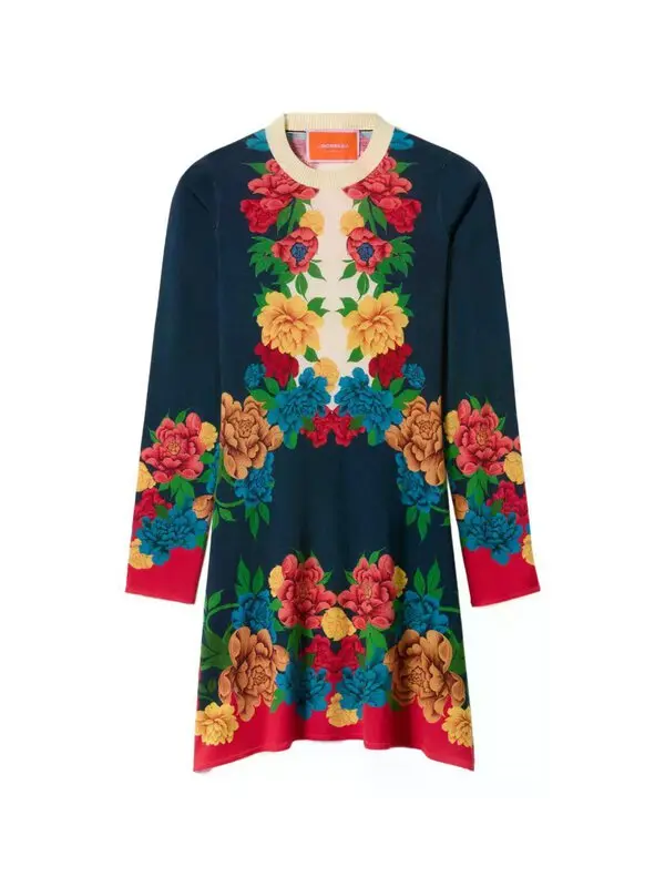 La DoubleJ Mini Swing Floral-print Dress - Blue
