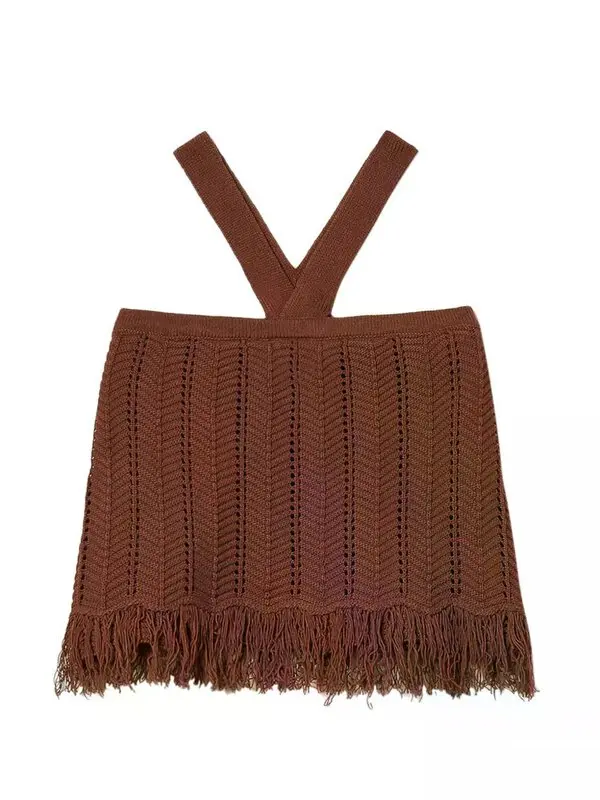TWINSET Fringed Knitted Top - Brown