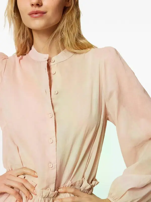 TWINSET Band Collar Ruffled Tiered Shirt Dress
