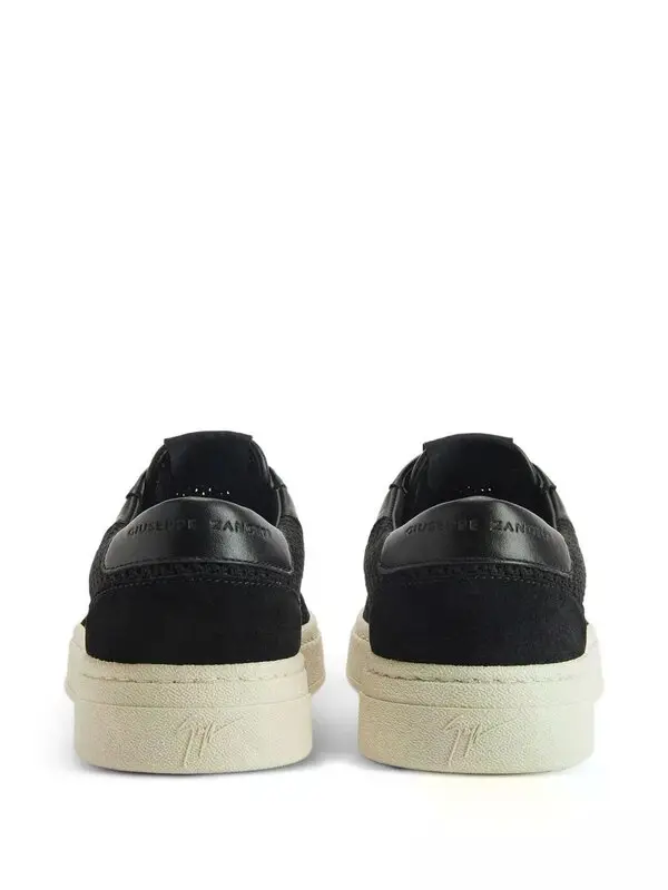 GIUSEPPE ZANOTTI Lace-up Suede And Leather Panel Sneakers - Black
