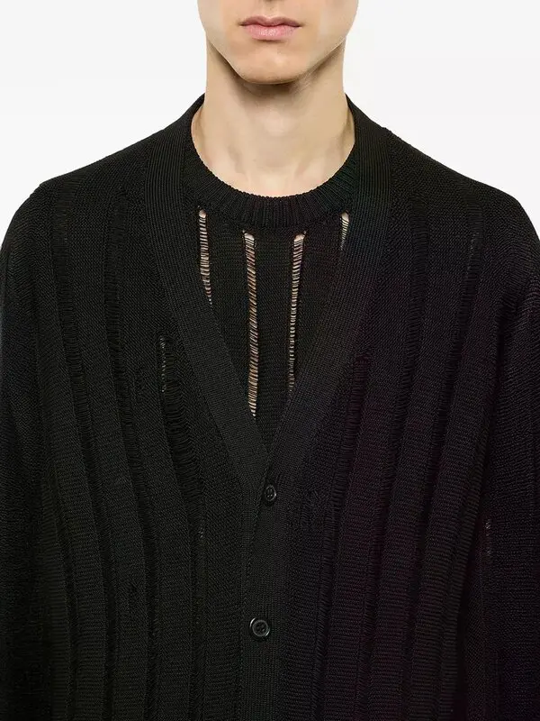 LANEUS Distressed Button Cardigan