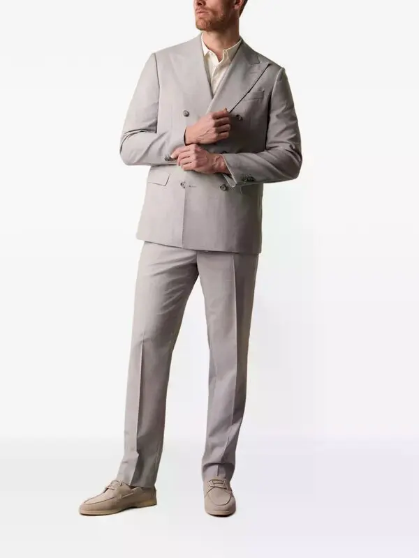 Brooks Brothers Double-breasted Virgin Wool Suit - Grey