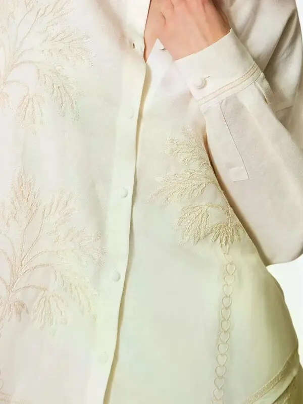 TWINSET Embroidered Linen Blend Shirt