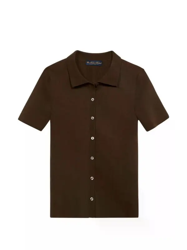 Brooks Brothers Rib-knit Short Sleeve Shirt - Brown
