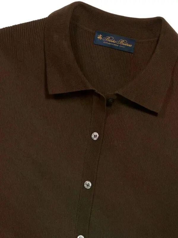 Brooks Brothers Rib-knit Short Sleeve Shirt - Brown