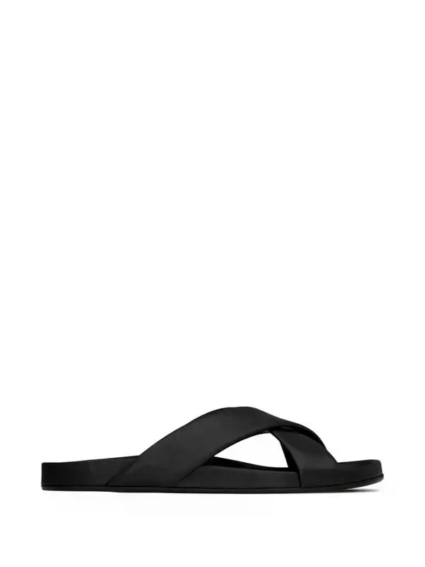 Saint Laurent Criss-cross Leather Flat Sandals - Black