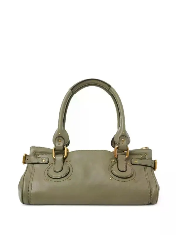 Chloé Paddington Leather Tote Bag With Padlock Detail - Green