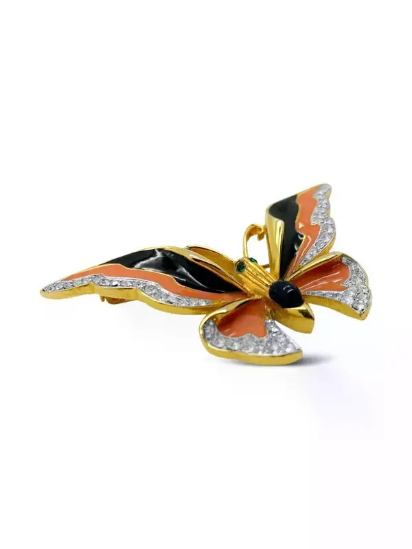 JENNIFER GIBSON JEWELLERY 1960s Butterfly Enamel Brooch - Gold