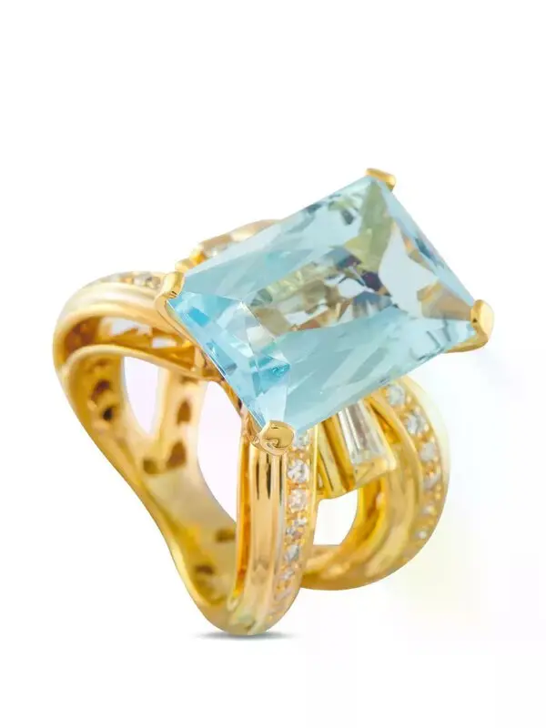 LB EXCLUSIVE 18k Yellow Aquamarine And Diamond Ring - Gold