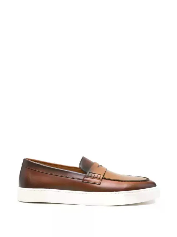 DOUCAL'S Paneled Leather Loafers - Brown