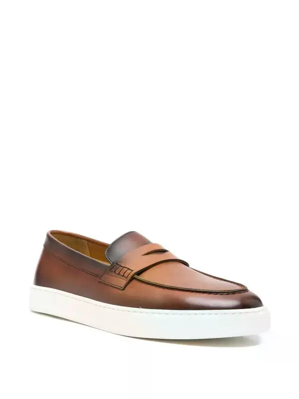 DOUCAL'S Paneled Leather Loafers - Brown