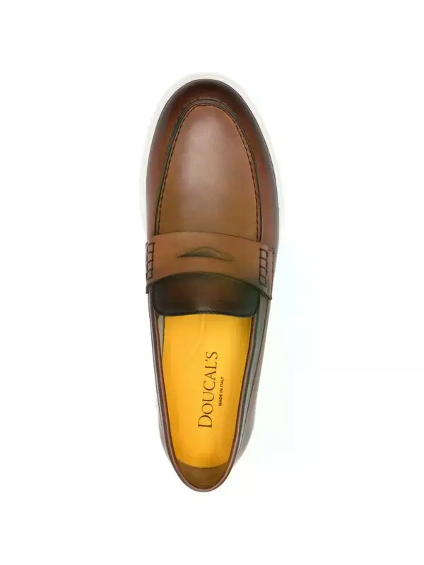 DOUCAL'S Paneled Leather Loafers - Brown