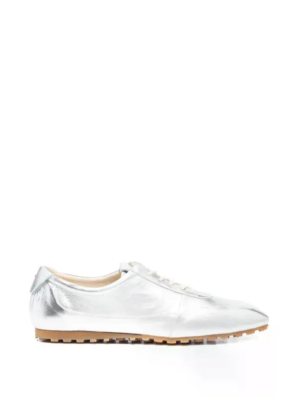 AeydĒ Uma Laminated Leather Lace-up Sneakers - Silver