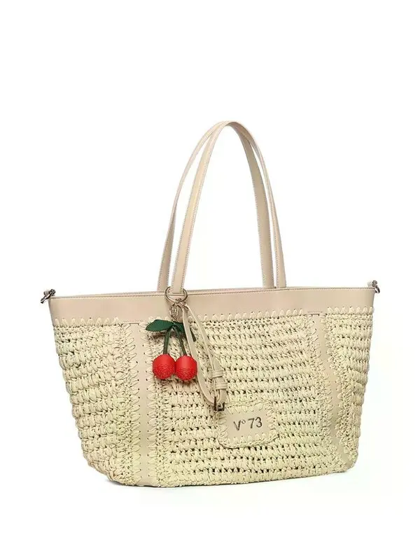 V°73 Woven Cherry Embellishment Shoulder Bag - Neutrals