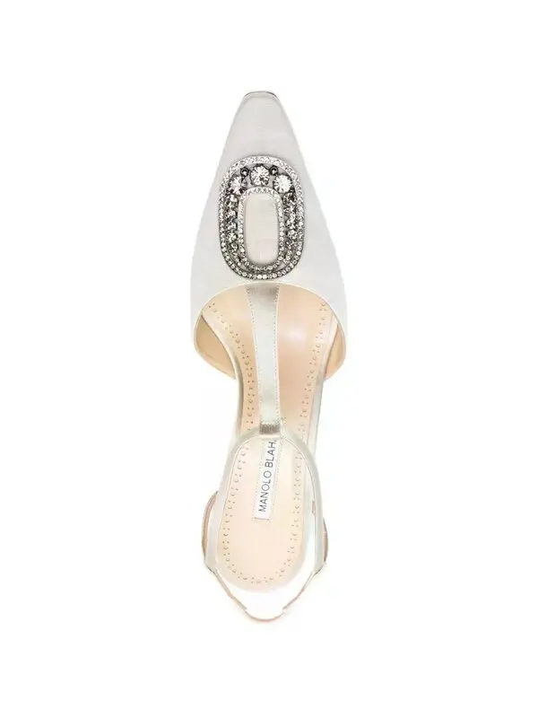 Manolo Blahnik Embellished Slingback Sandals - Neutrals