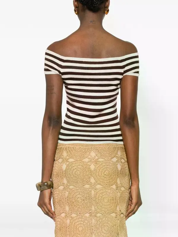 Eric Bompard Striped Off-the-shoulder Top