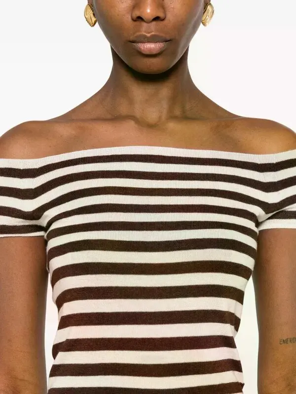 Eric Bompard Striped Off-the-shoulder Top
