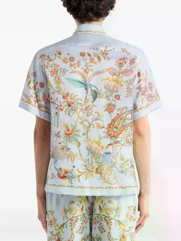 Etro Flora Fauna-print Silk Shirt - Blue