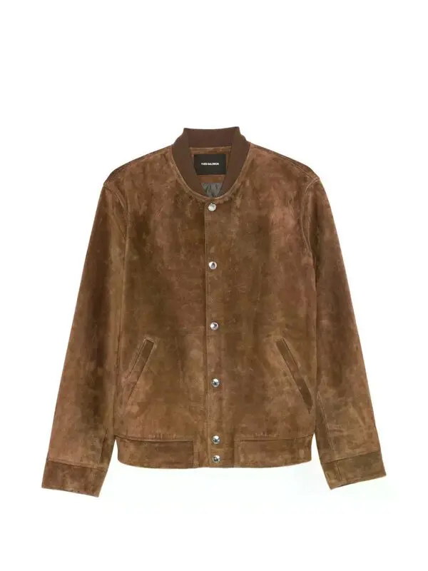 YVES SALOMON Calf Suede Bomber Jacket - Brown