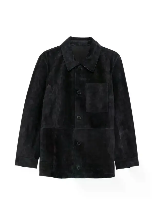 YVES SALOMON Button-fastening Suede Jacket - Blue