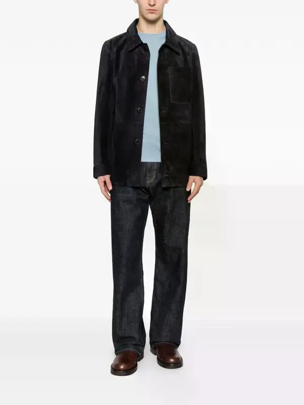 YVES SALOMON Button-fastening Suede Jacket - Blue