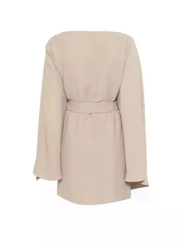 P.a.r.o.s.h Belted Mini Dress With Long Sleeves And Boat Neck - Neutrals
