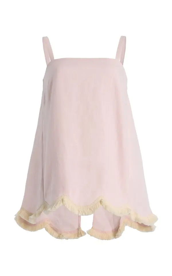 Posse Essie Fringed Linen Top - Pink