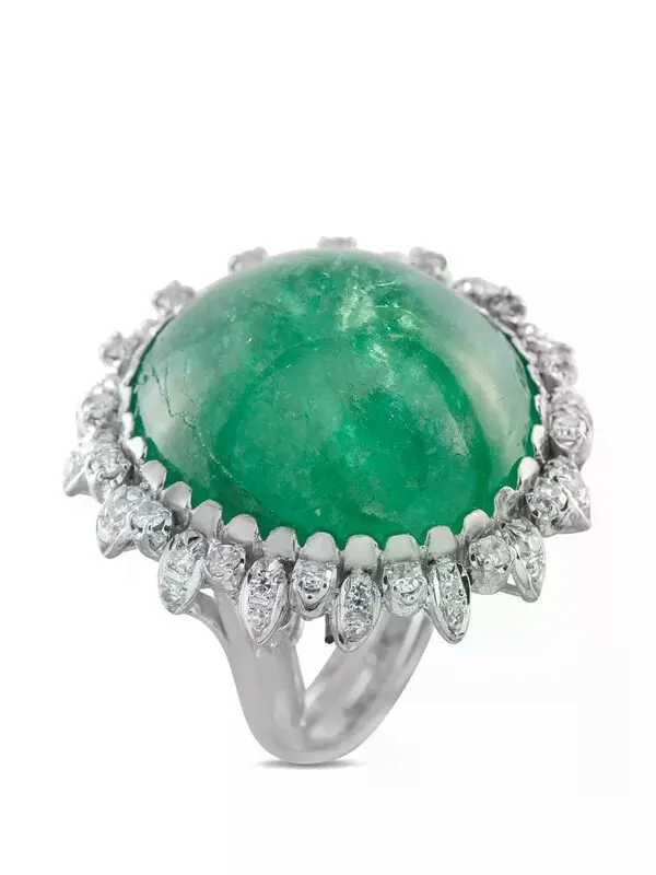 LB EXCLUSIVE 14k White Gold Diamond And Emerald Ring