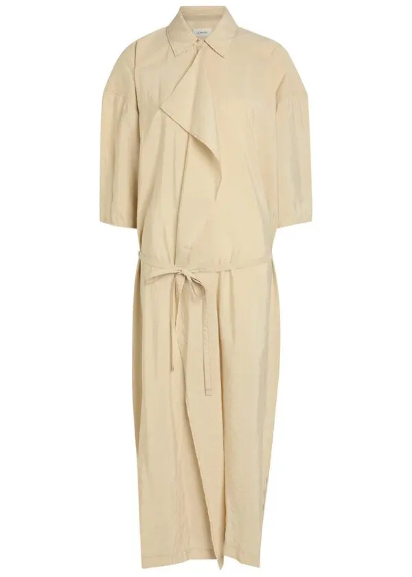 LEMAIRE Belted Silk-blend Midi Shirt Dress - Beige