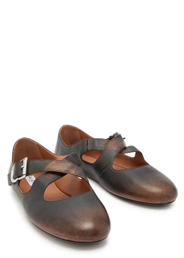Alaïa Leather Ballet Flats With Adjustable Buckle