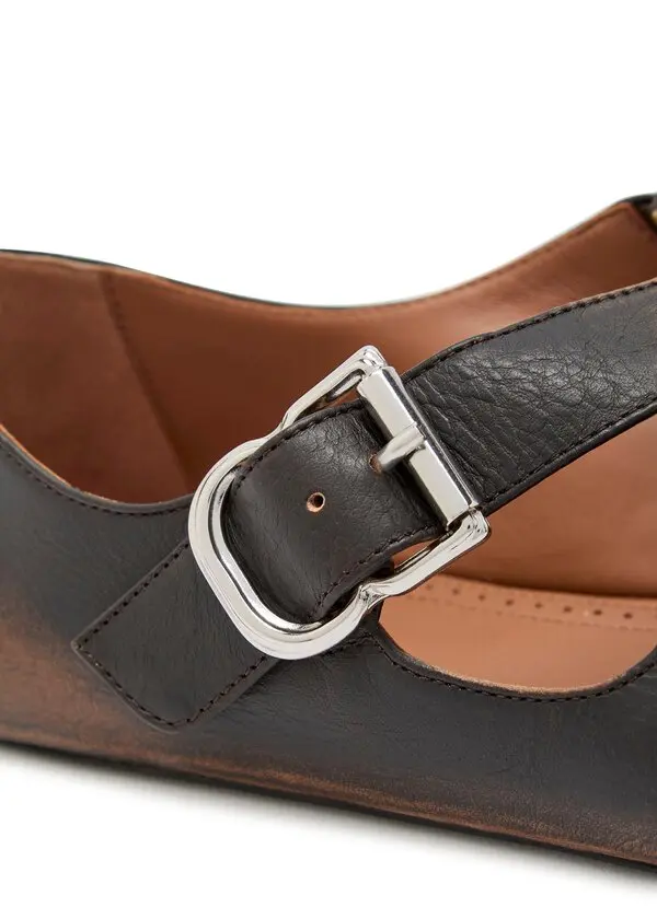 Alaïa Leather Ballet Flats With Adjustable Buckle