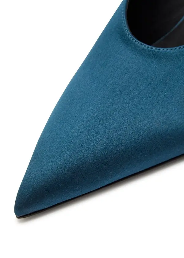 Alaïa Satin Wedge Mules - Dark Blue