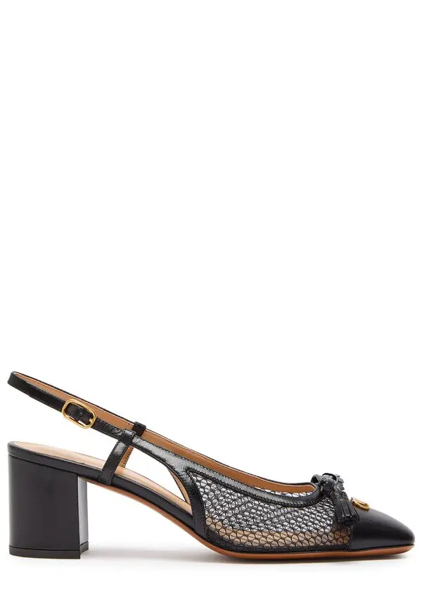 Valentino Garavani Mesh And Leather Slingback Pumps