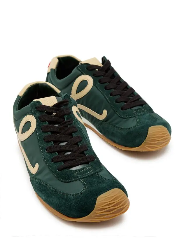 Loewe Panelled Nylon And Suede Sneakers - Green