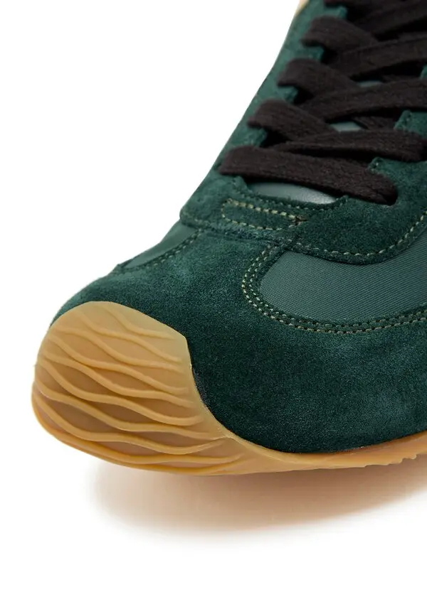Loewe Panelled Nylon And Suede Sneakers - Green