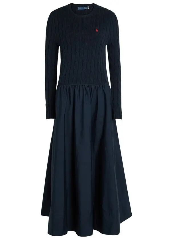 Polo Ralph Lauren Logo Stretch-cotton Midi-dress - Navy