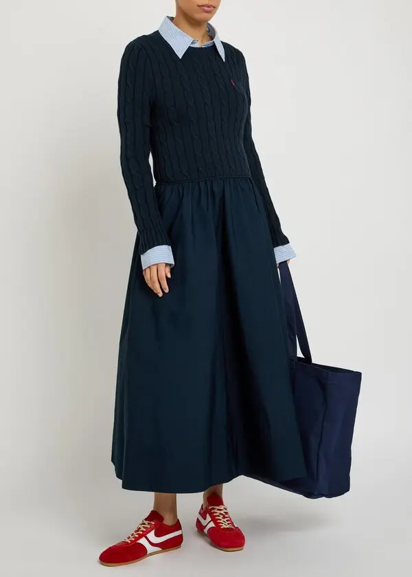 Polo Ralph Lauren Logo Stretch-cotton Midi-dress