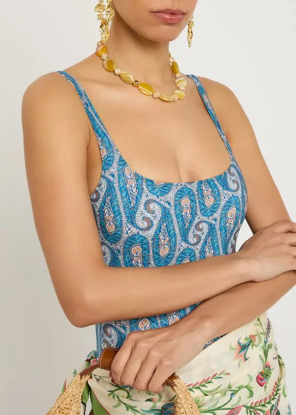Etro Printed Low-back Swimsuit - Blue