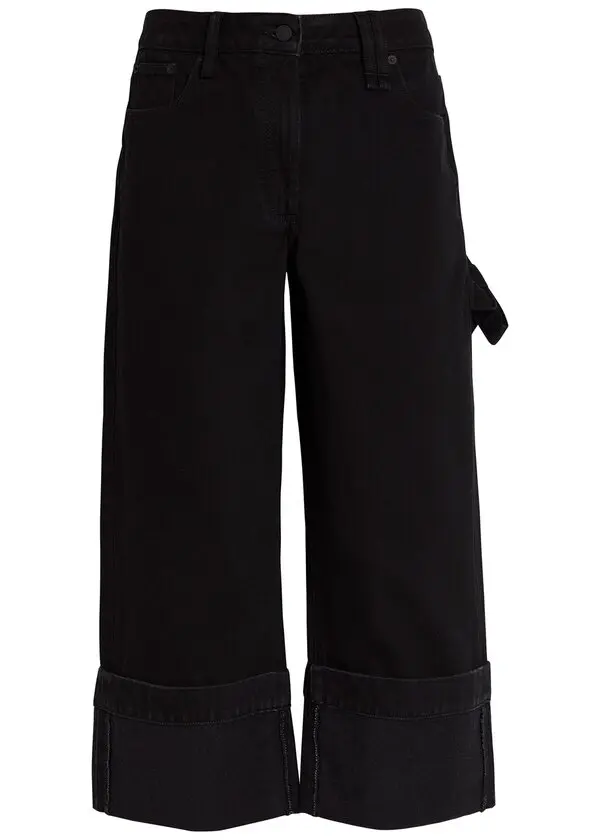 Simone Rocha Turn-up Straight-leg Cropped Jeans - Black