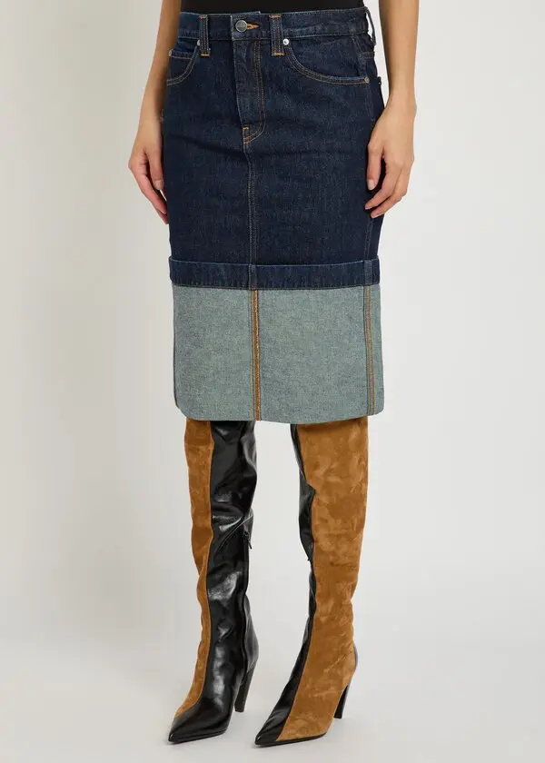 Khaite Kilian Turn-up Hem Denim Skirt