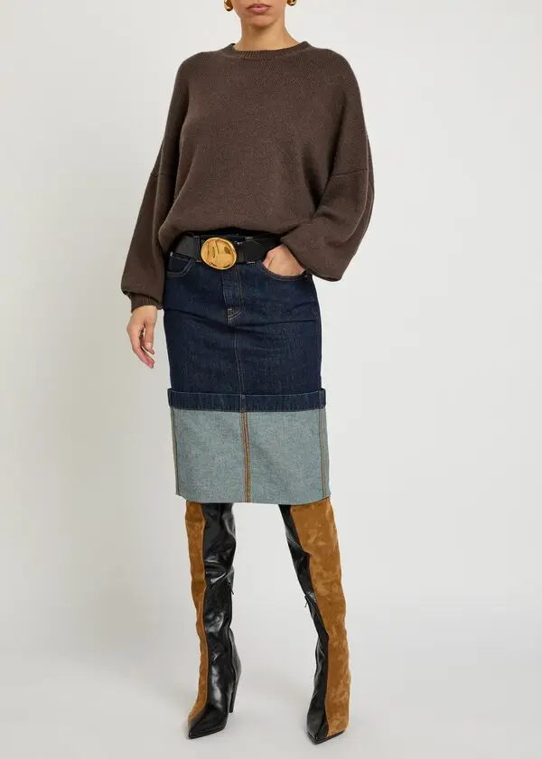 Khaite Kilian Turn-up Hem Denim Skirt