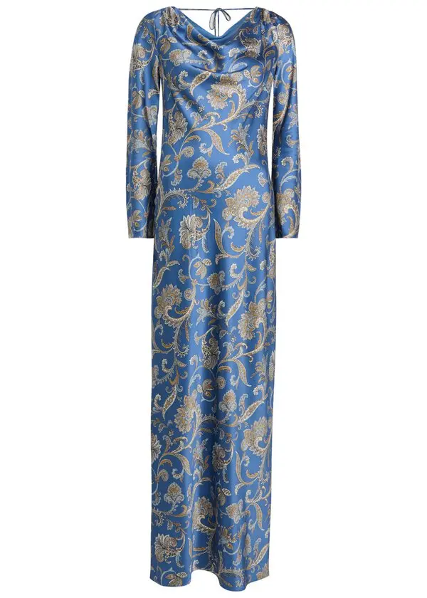 Veronica Beard Ember Paisley-print Silk-blend Maxi Dress - Blue