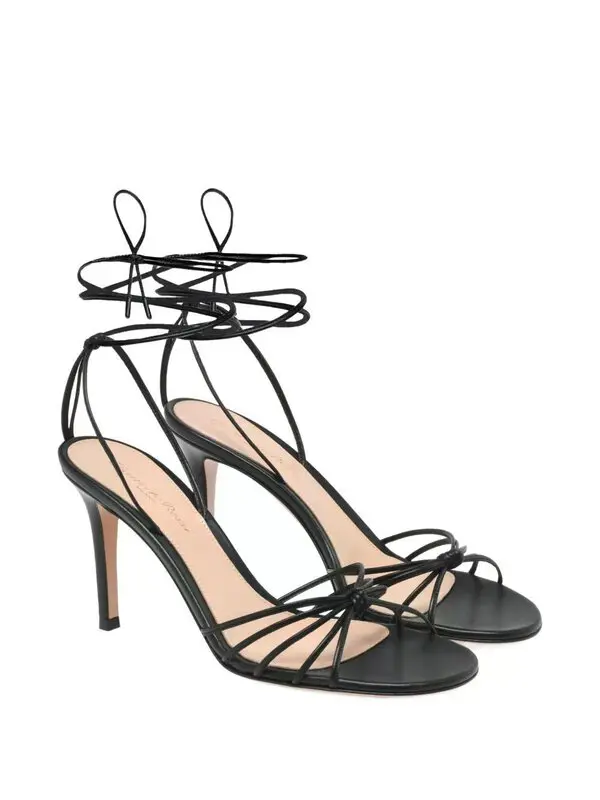 GIANVITO ROSSI Lace-up Stiletto Heel Sandals - Black