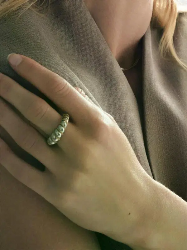 NORMA JEWELLERY Lynx Twisted Chain Ring In Sterling With 18k Yellow Gold Vermeil Plating - Silver