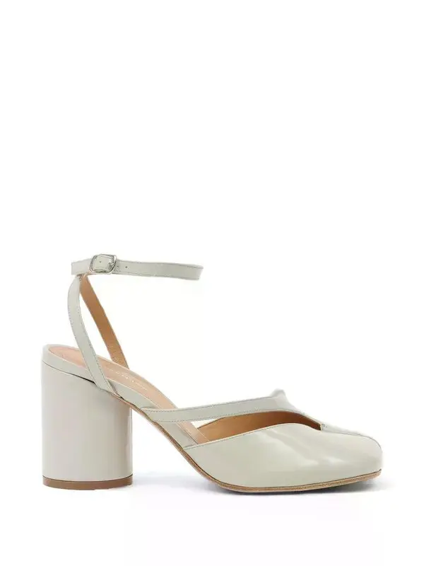 MAISON MARGIELA Tabi Cut-out Leather Pumps With Ankle Strap - Grey
