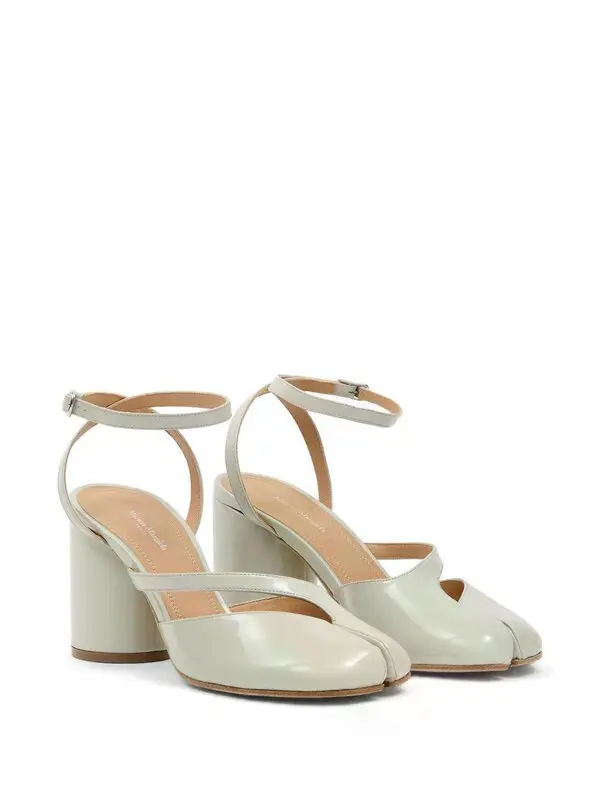 MAISON MARGIELA Tabi Cut-out Leather Pumps With Ankle Strap - Grey