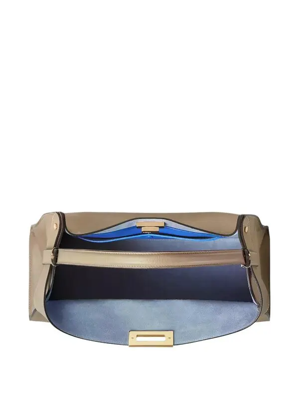 Fendi Large Way Tote Bag With Turn Lock Closure - Grey