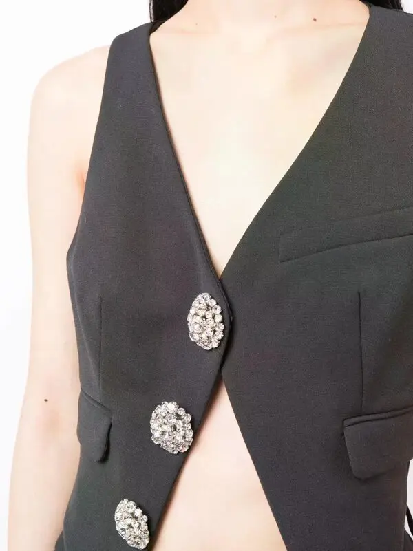 AREA Crystal Embellished V-neck Top