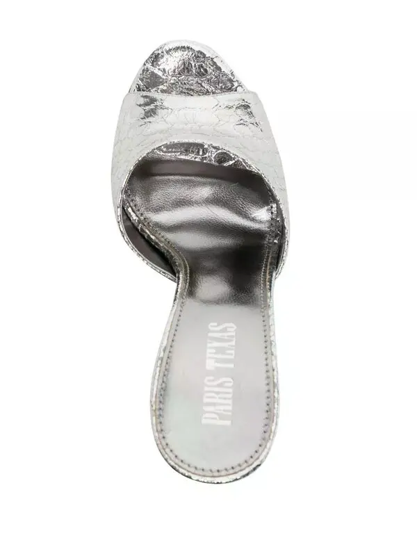 Paris Texas 105mm Metallic Snakeskin Print Sandals